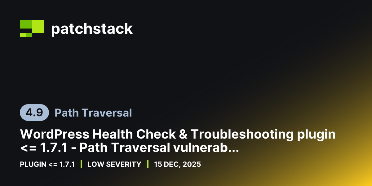 Path Traversal in WordPress Health Check & Troubleshooting Plugin ...