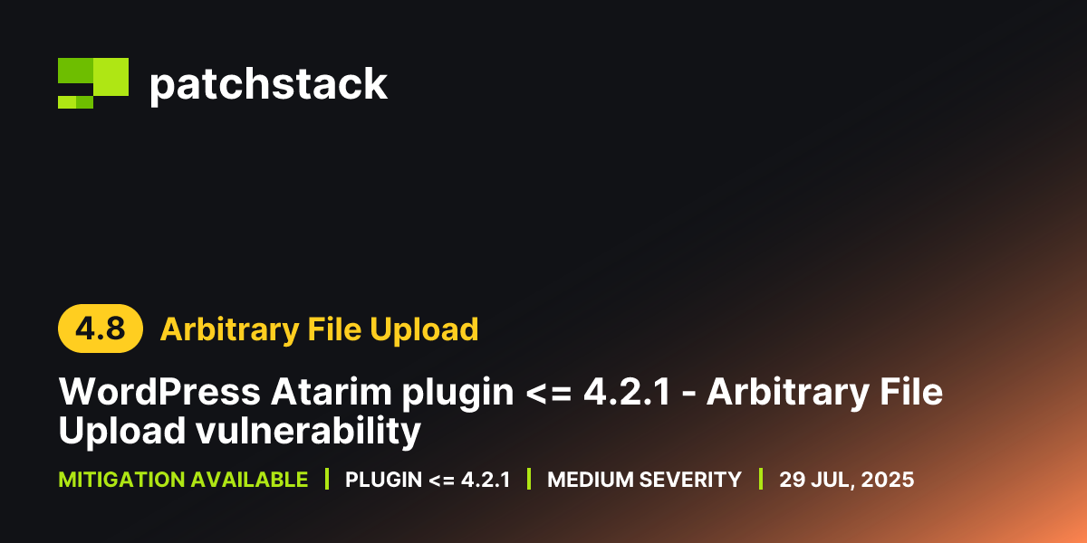 Arbitrary File Upload in WordPress Atarim Plugin - Patchstack