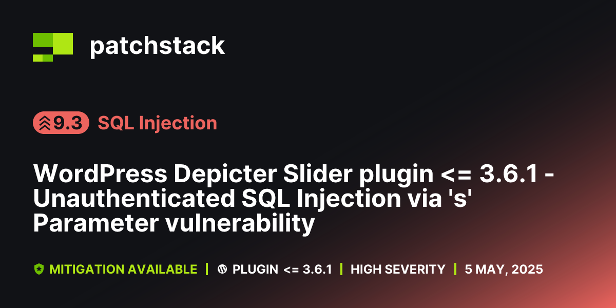SQL Injection in WordPress Depicter Slider Plugin - Patchstack