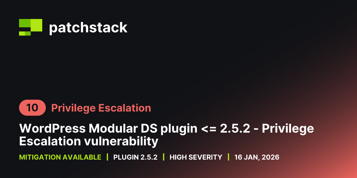 Privilege Escalation in WordPress Modular DS Plugin - Patchstack