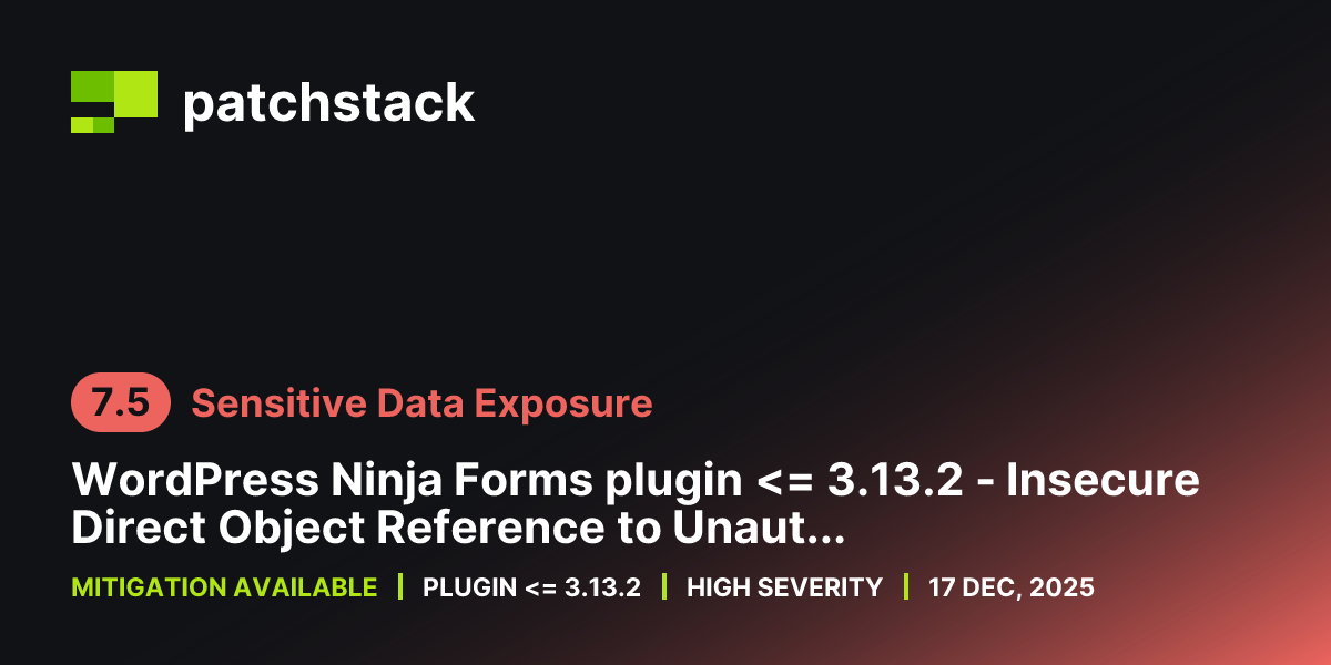Sensitive Data Exposure in WordPress Ninja Forms Plugin - Patchstack