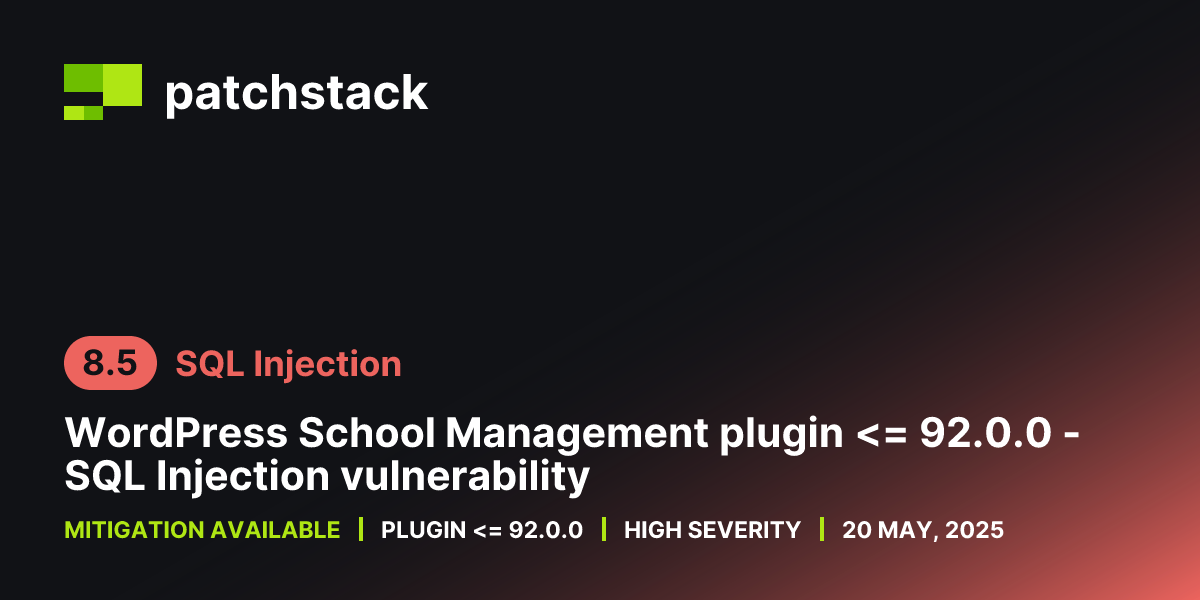 SQL Injection in WordPress School Management Plugin - Patchstack
