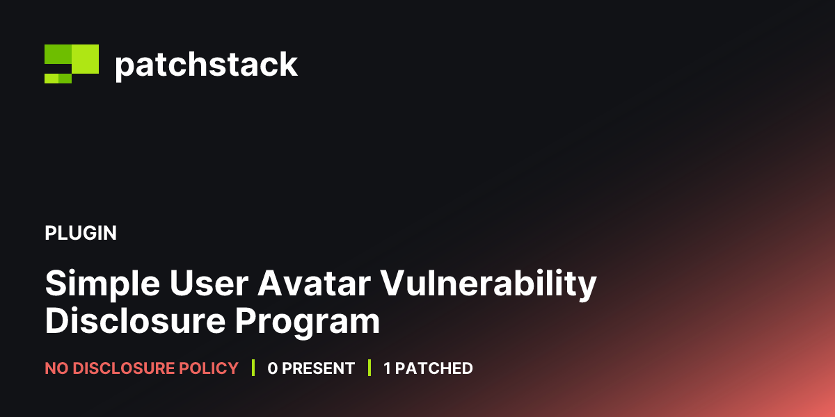 Simple User Avatar Vulnerability Disclosure Program - Patchstack