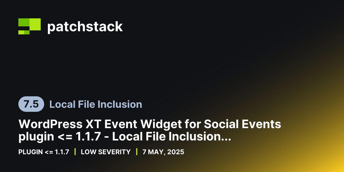 Local File Inclusion in WordPress XT Event Widget for Social Events ...