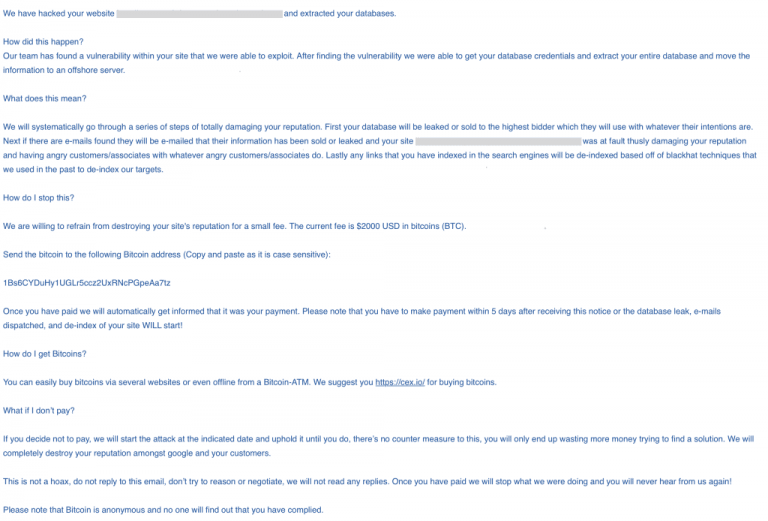 Bitcoin Ransom Scam Targeting Website Owners - Patchstack