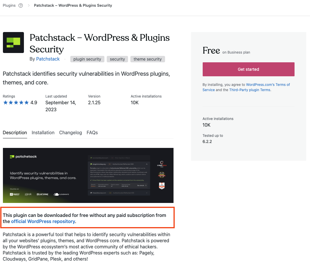 Patchstack Is FREE On the Official WordPress Repository